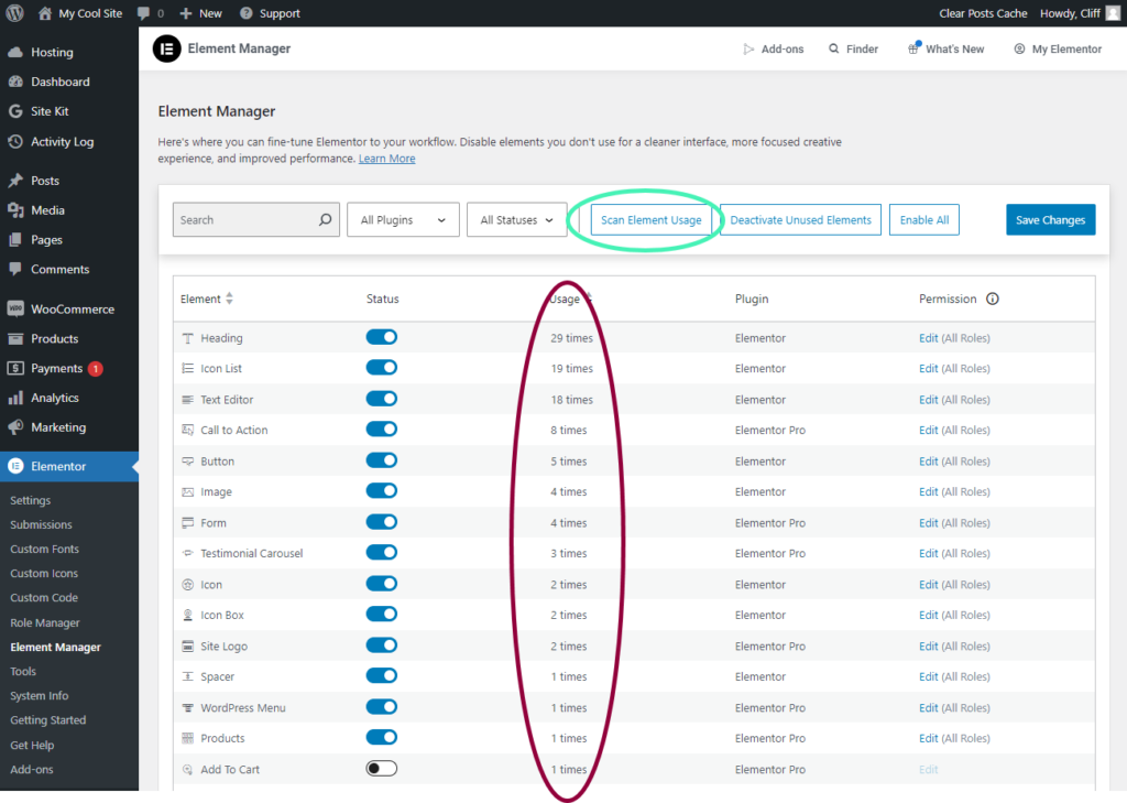 Element Manager | Elementor