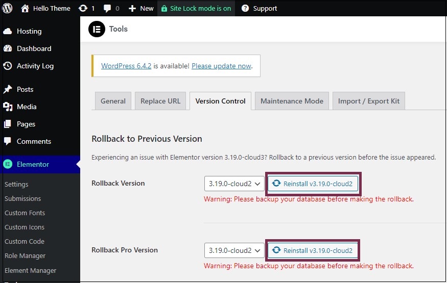 Rollback To A Previous Version Of Elementor » Elementor