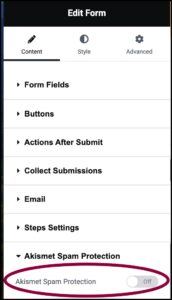 Block spam messages from forms | Elementor