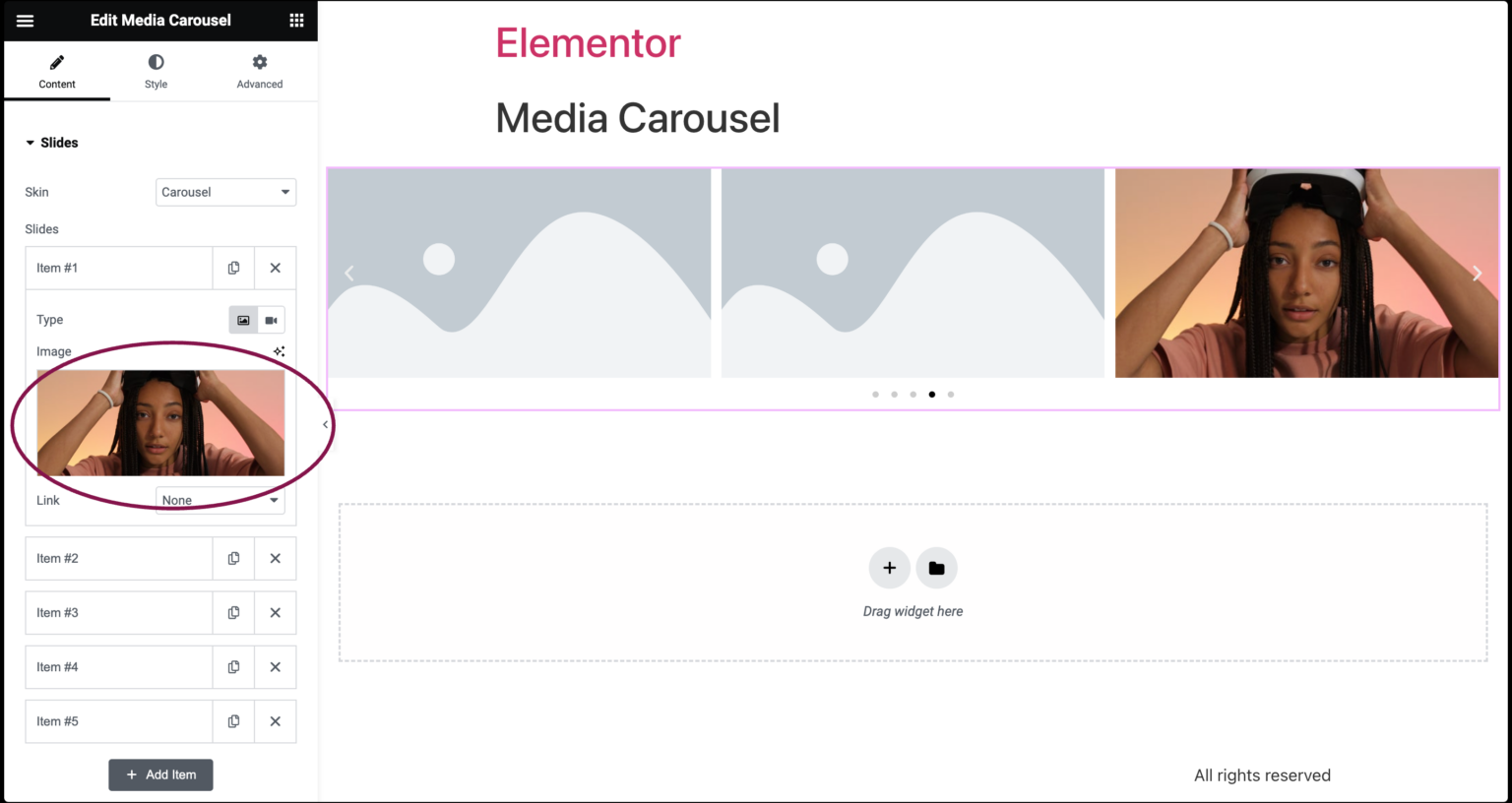Media Carousel widget | Elementor