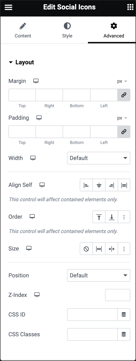 Social Icons widget | Elementor