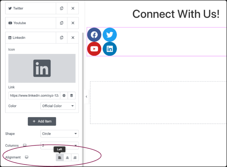 Social Icons widget | Elementor