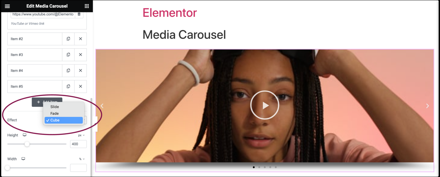 Media Carousel widget | Elementor
