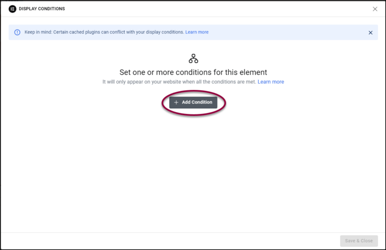 Show and hide elements on a page (Display Conditions) | Elementor