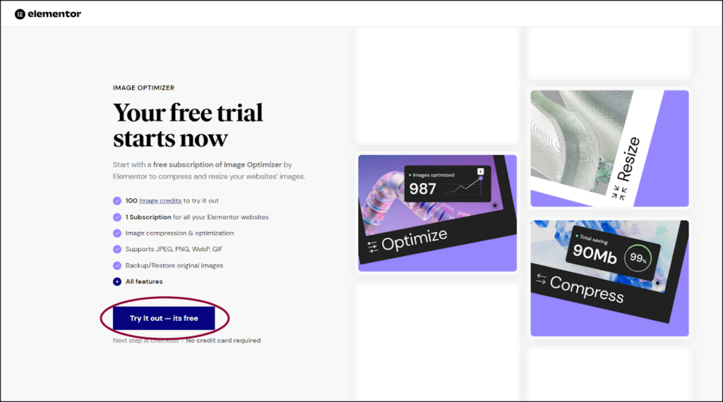 Install, Activate And Connect The Image Optimizer » Elementor