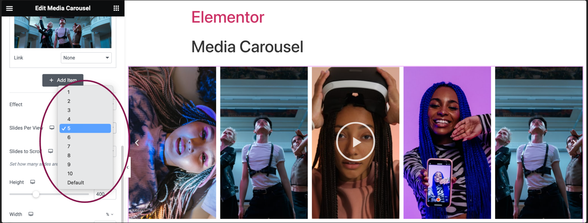 Media Carousel widget | Elementor