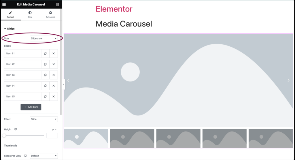 Media Carousel widget | Elementor