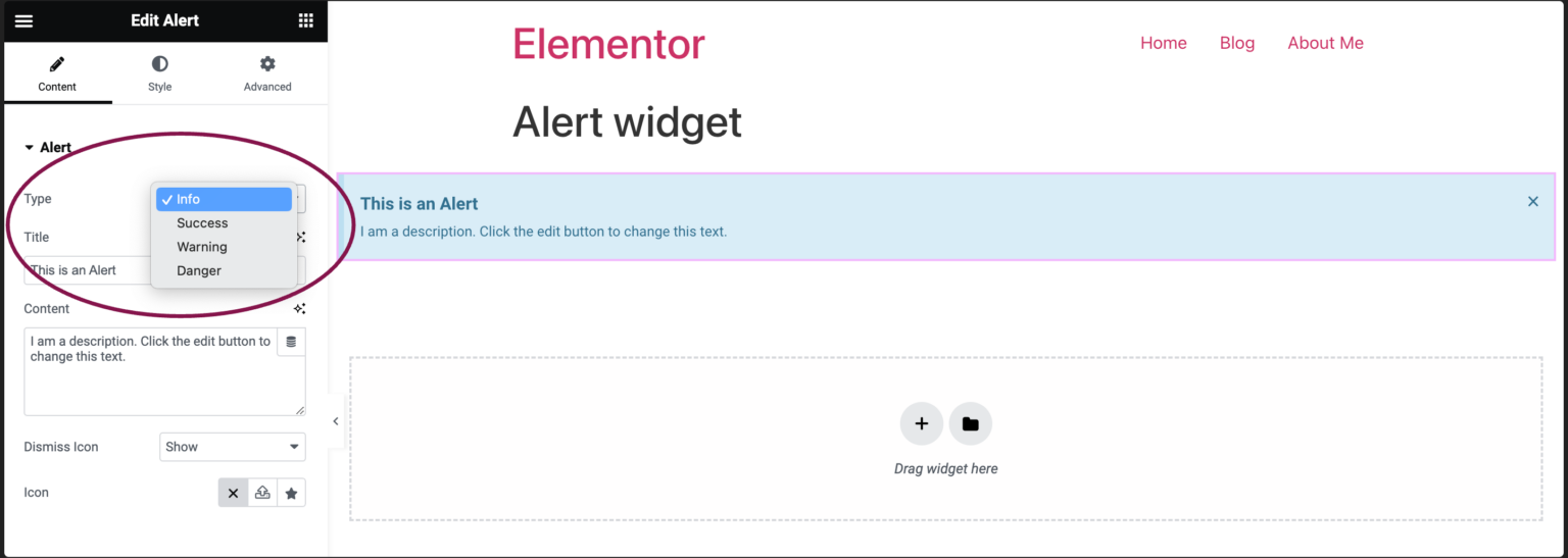 Alert widget | Elementor