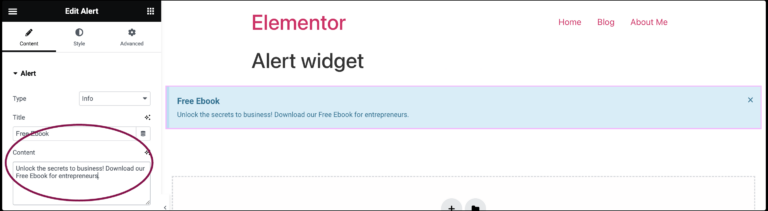 Alert widget | Elementor