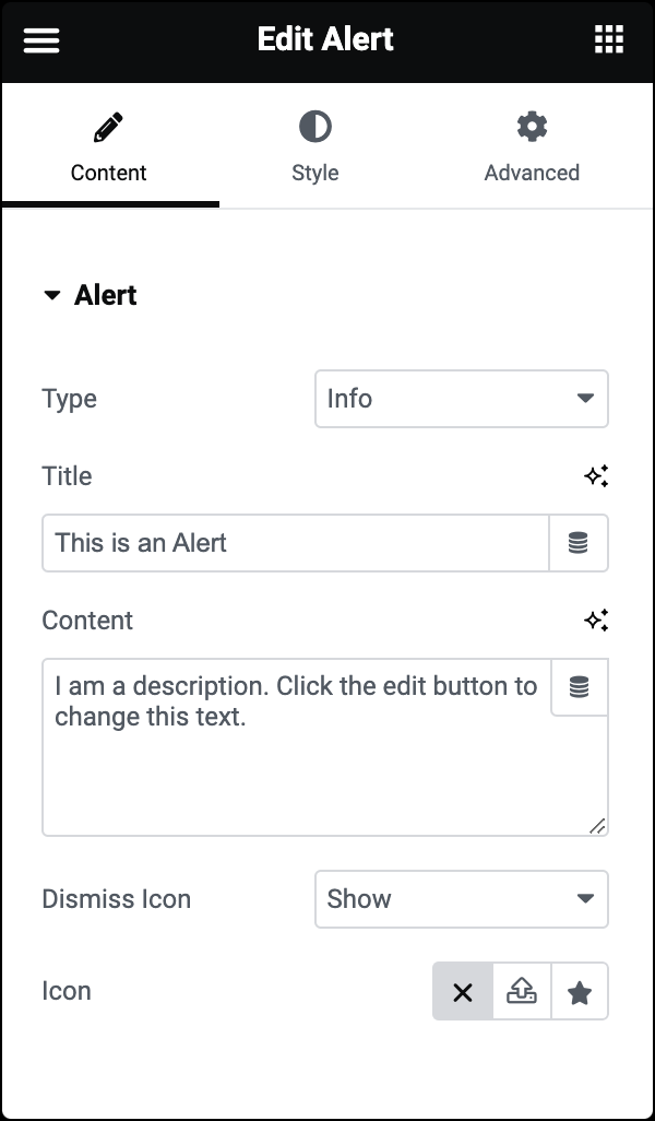 Alert Widget » Elementor