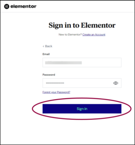 Log into your Elementor account | Elementor