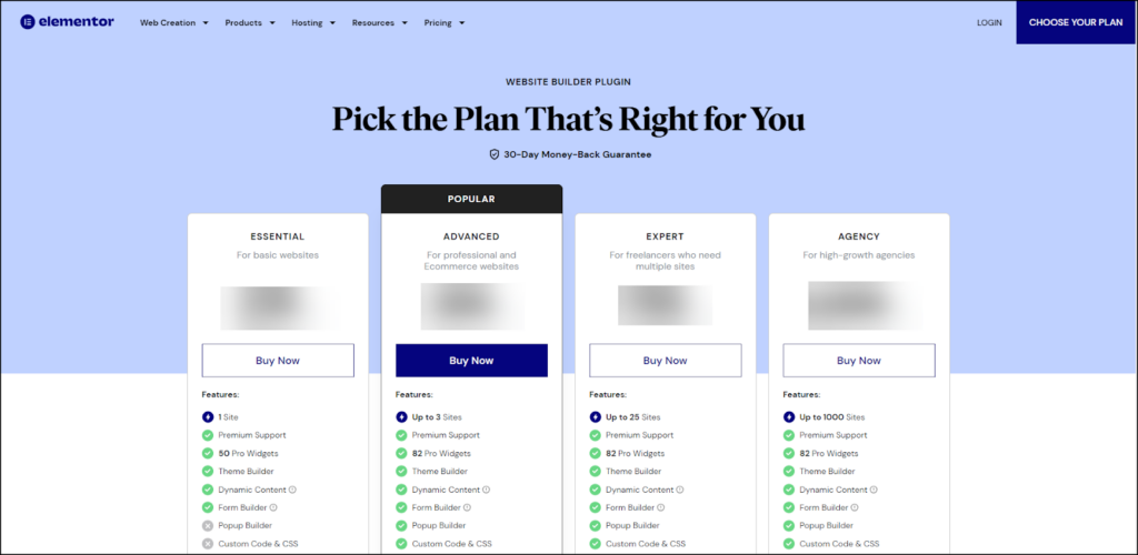 Purchase an Elementor Pro plan | Elementor