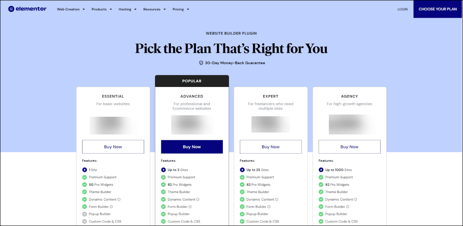 Purchase an Elementor Pro plan | Elementor