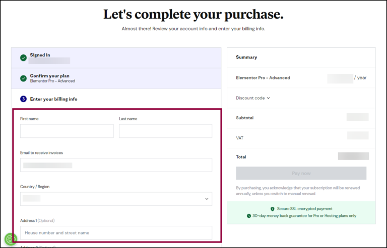 Purchase an Elementor Pro plan | Elementor