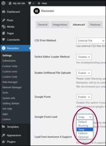 Choose a loading method for Google fonts | Elementor
