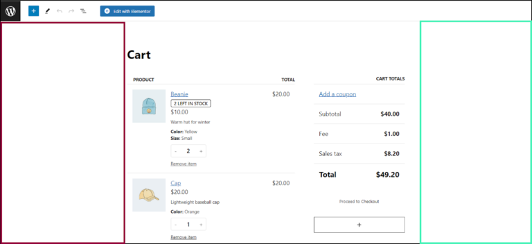 Error message when using the WooCommerce block | Elementor