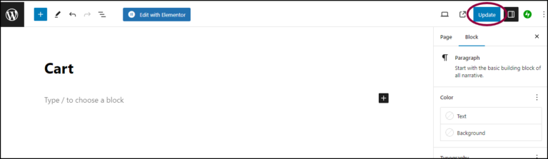 Error message when using the WooCommerce block | Elementor
