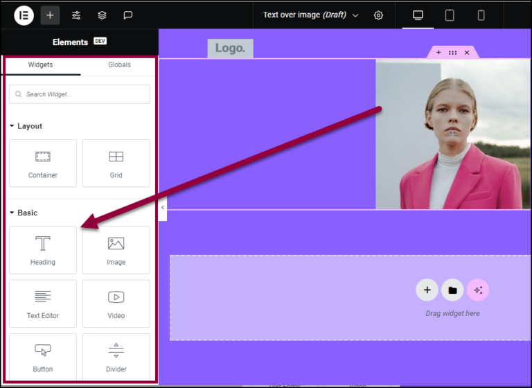 Add text over image in Elementor | Elementor