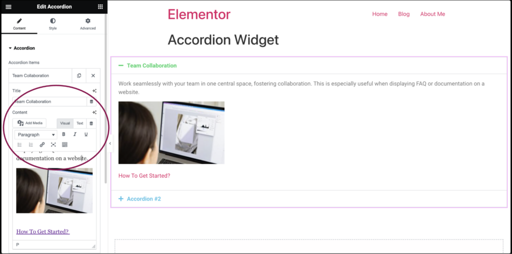 Accordion widget | Elementor