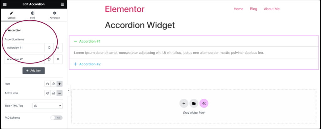 Accordion widget | Elementor