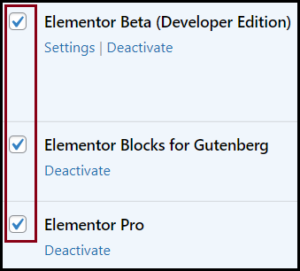 Activate & deactivate plugins | Elementor