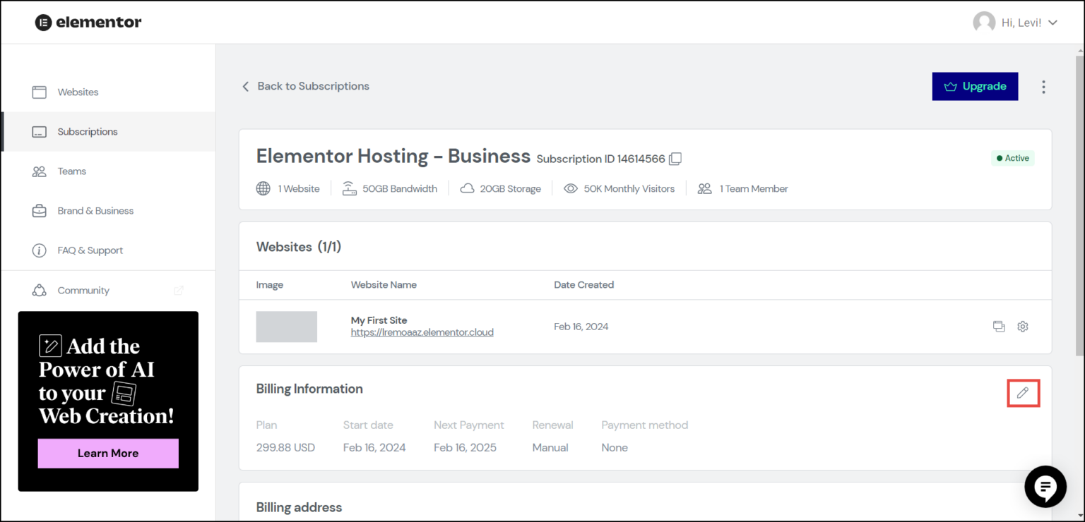 Activate or deactivate auto-renewal | Elementor