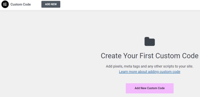 Add custom code | Elementor