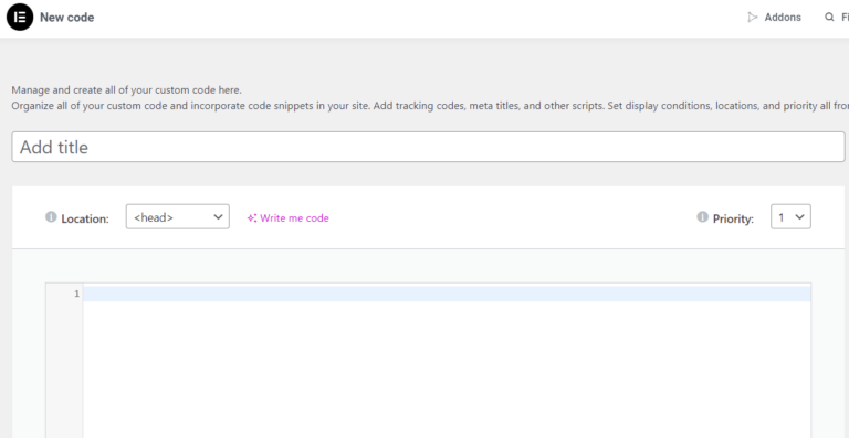 Add custom code | Elementor