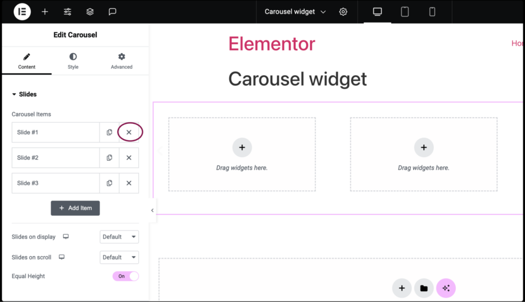 Carousel widget | Elementor