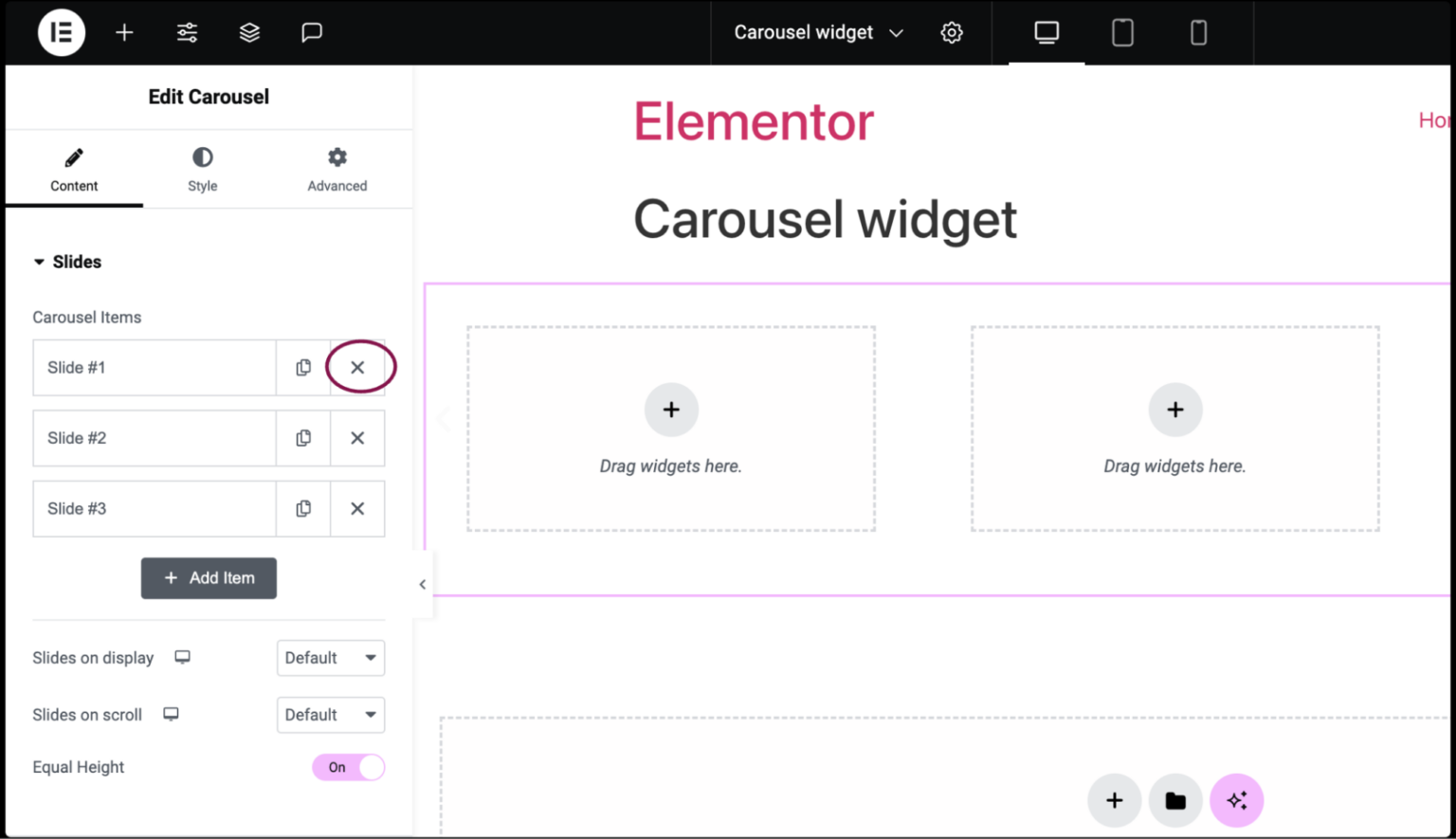 Carousel widget | Elementor