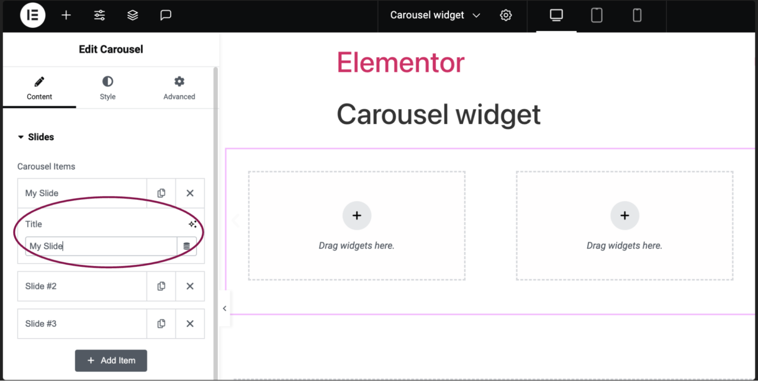 Carousel widget | Elementor