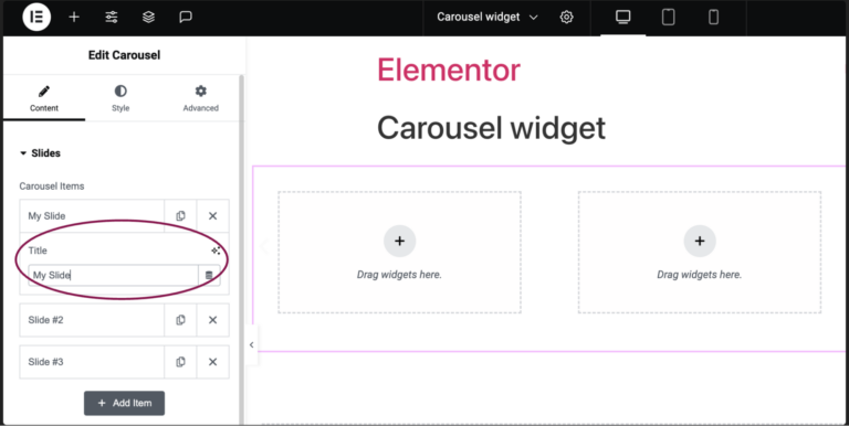 Carousel widget | Elementor