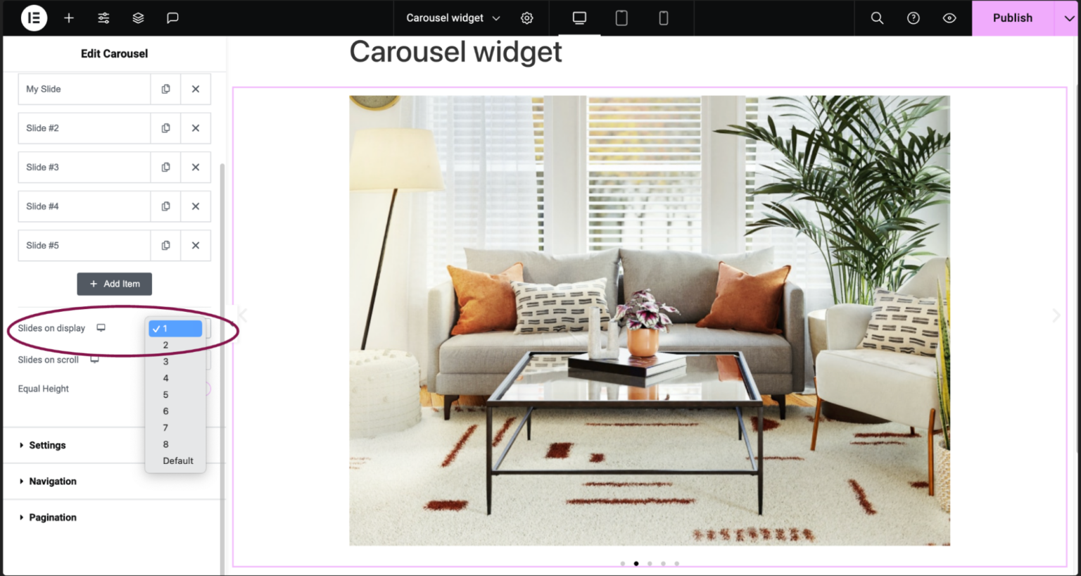 Carousel widget | Elementor
