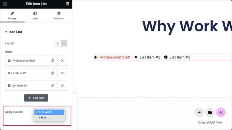 Icon List widget | Elementor