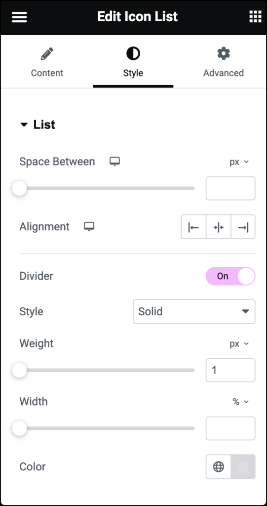 Icon List widget | Elementor