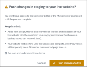 Move a staging site to live | Elementor
