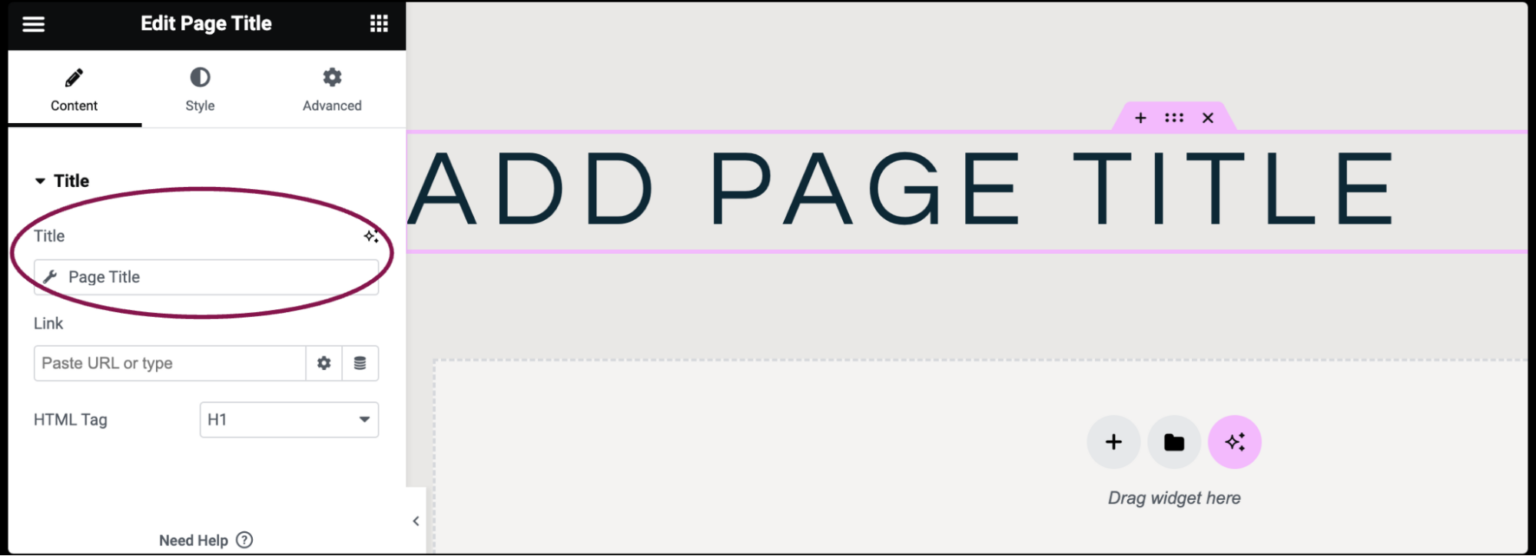 Page Title widget | Elementor