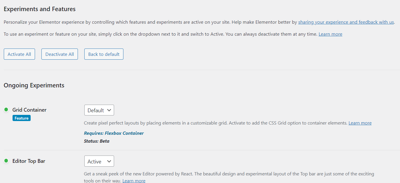 Improve Performance: Experiments » Elementor Improve Performance: Experiments » Elementor