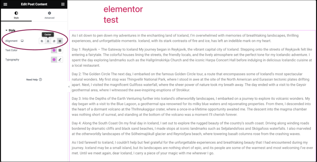Post Content widget | Elementor