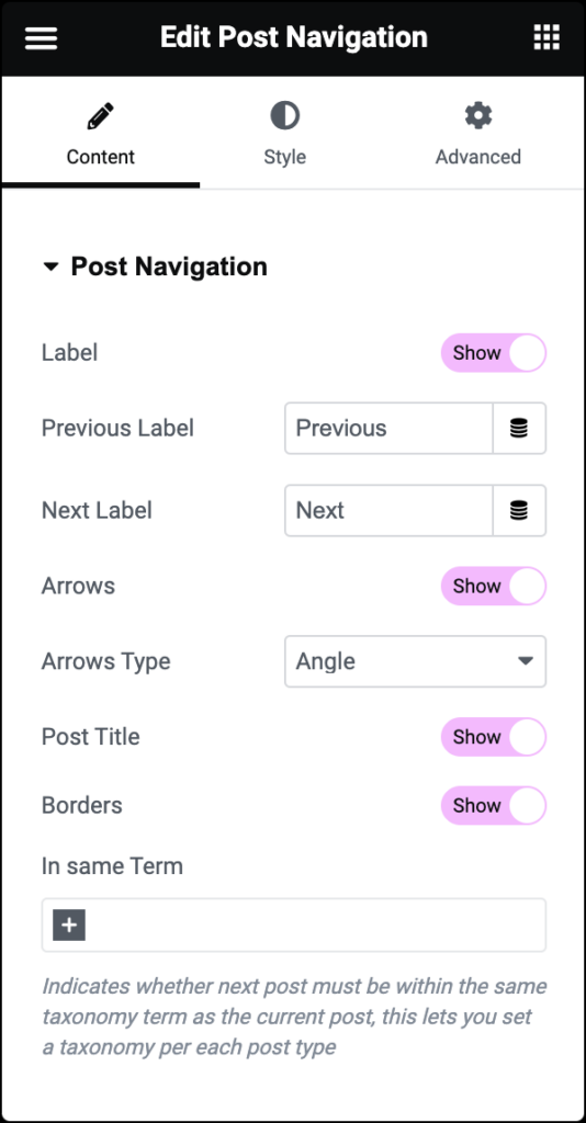 Post Navigation widget | Elementor