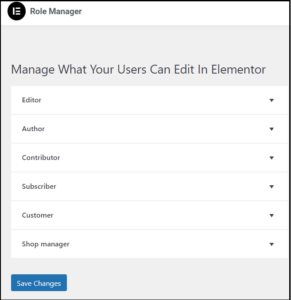 Control user permissions with Role Manager | Elementor