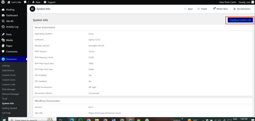 Share system information with Elementor | Elementor