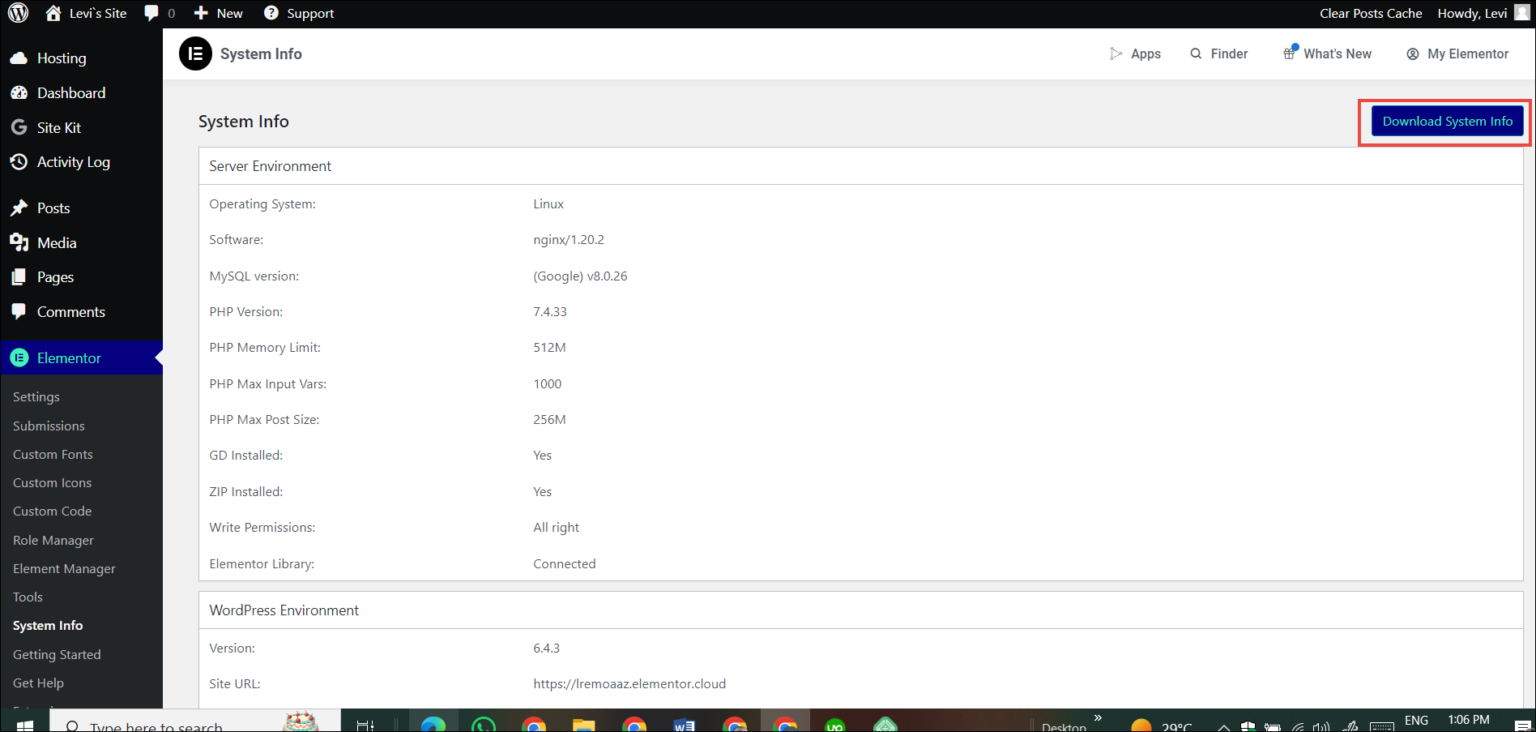 Share system information with Elementor | Elementor