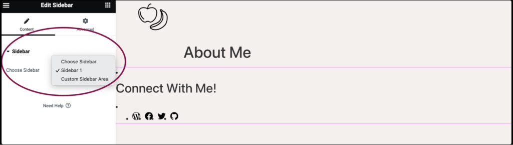 Sidebar widget | Elementor