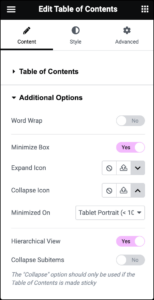 Table of Contents widget | Elementor
