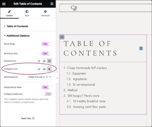 Table of Contents widget | Elementor