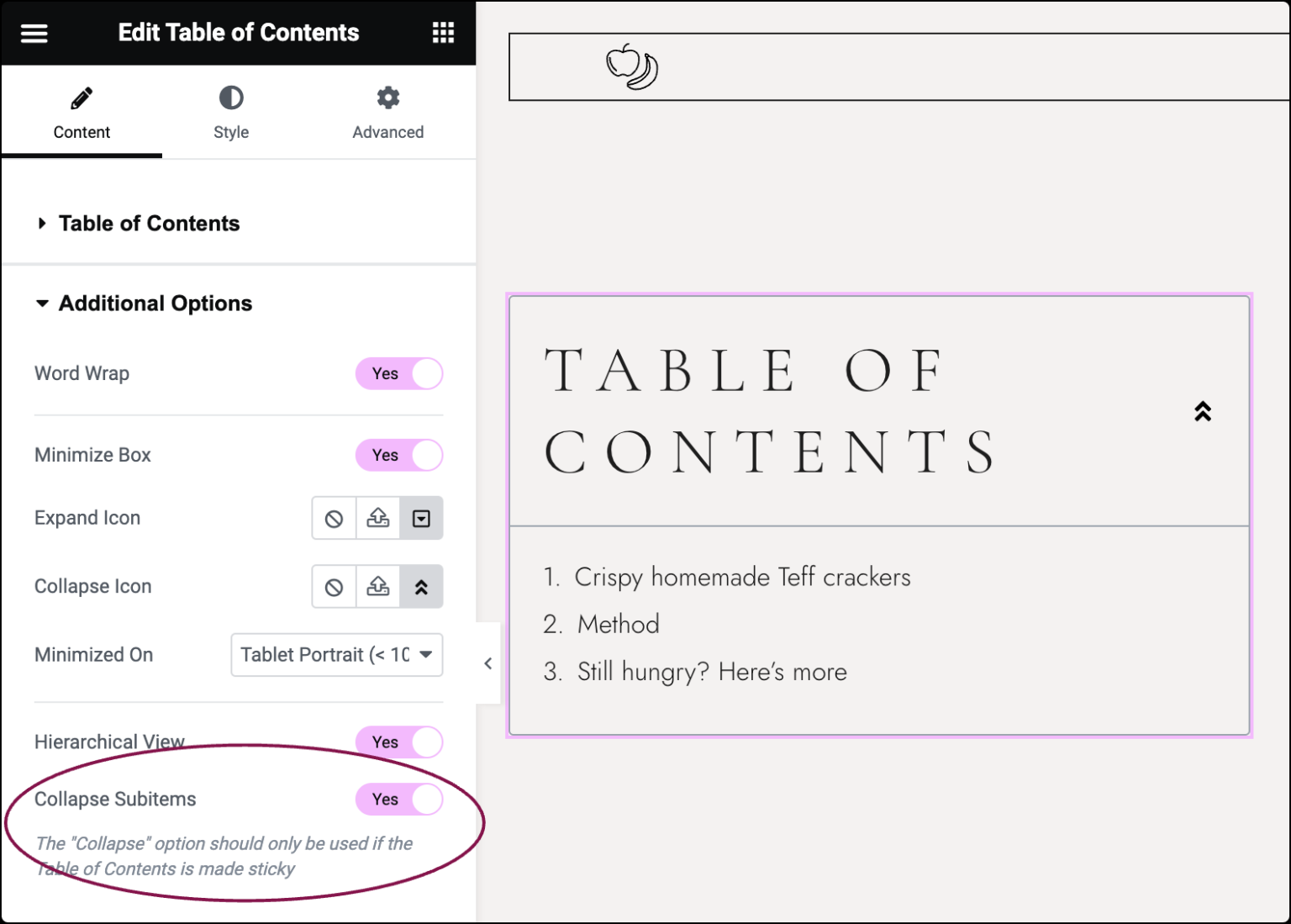Table of Contents widget | Elementor