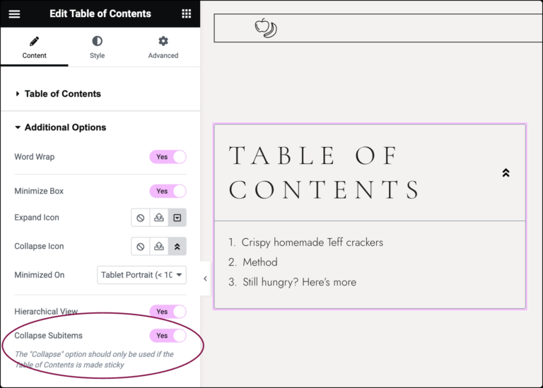 Table of Contents widget | Elementor