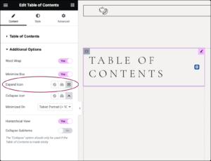 Table of Contents widget | Elementor