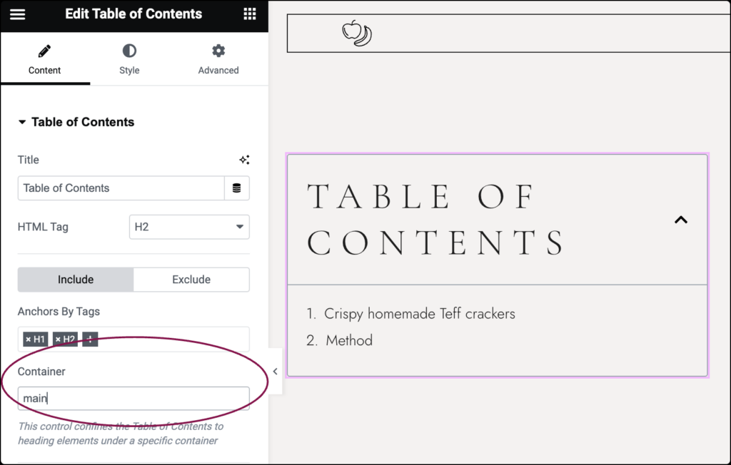 Table of Contents widget | Elementor